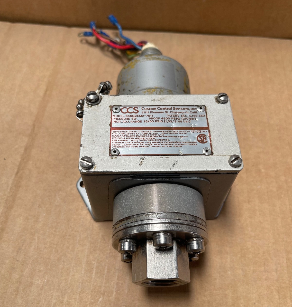 Custom Control Sensors – 646GZEM2‑7011 – Explosion‑Proof Gage Pressure ...
