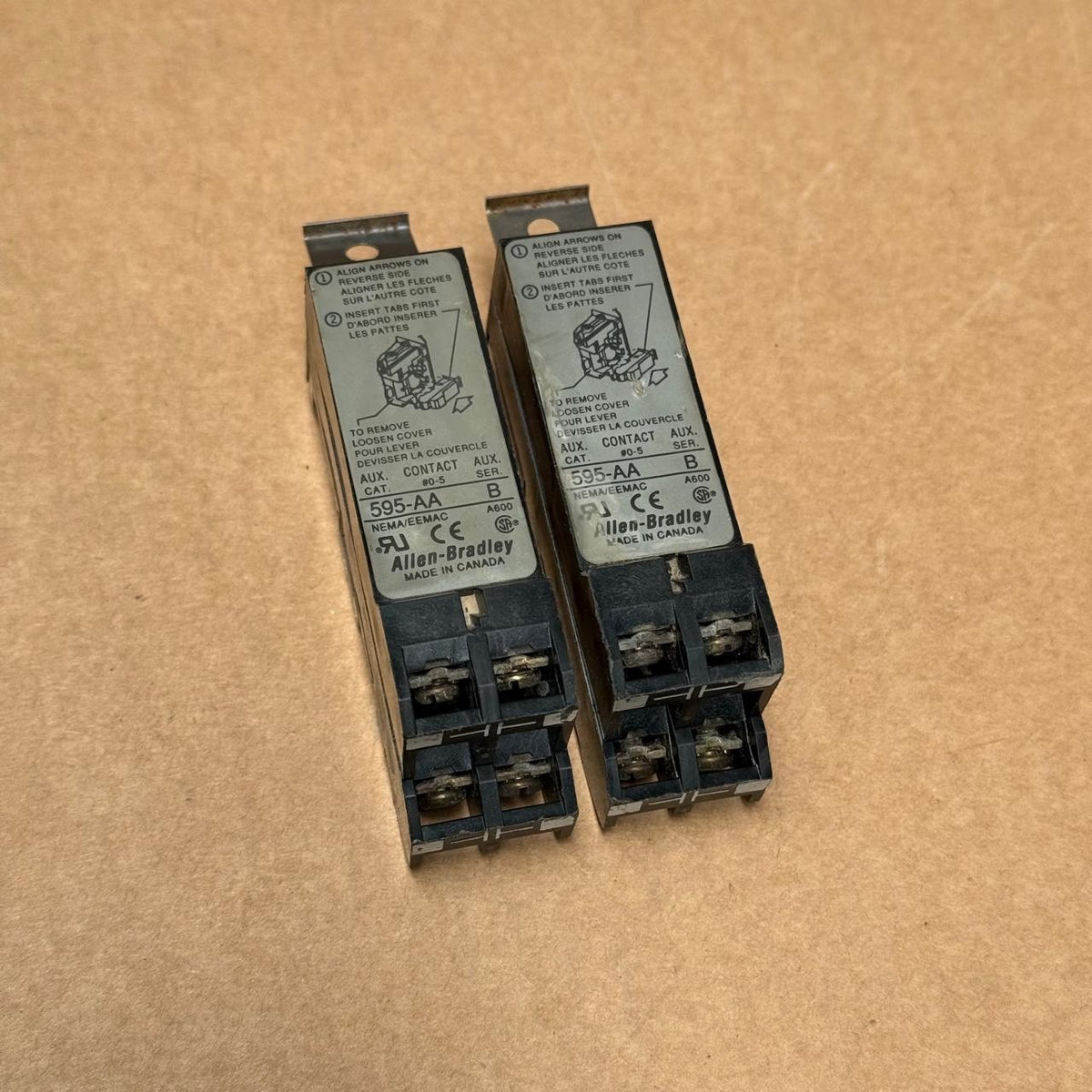 2PCs Allen‑Bradley – 595‑AA – Auxiliary Contact Block, 2 No, for 500‑S ...