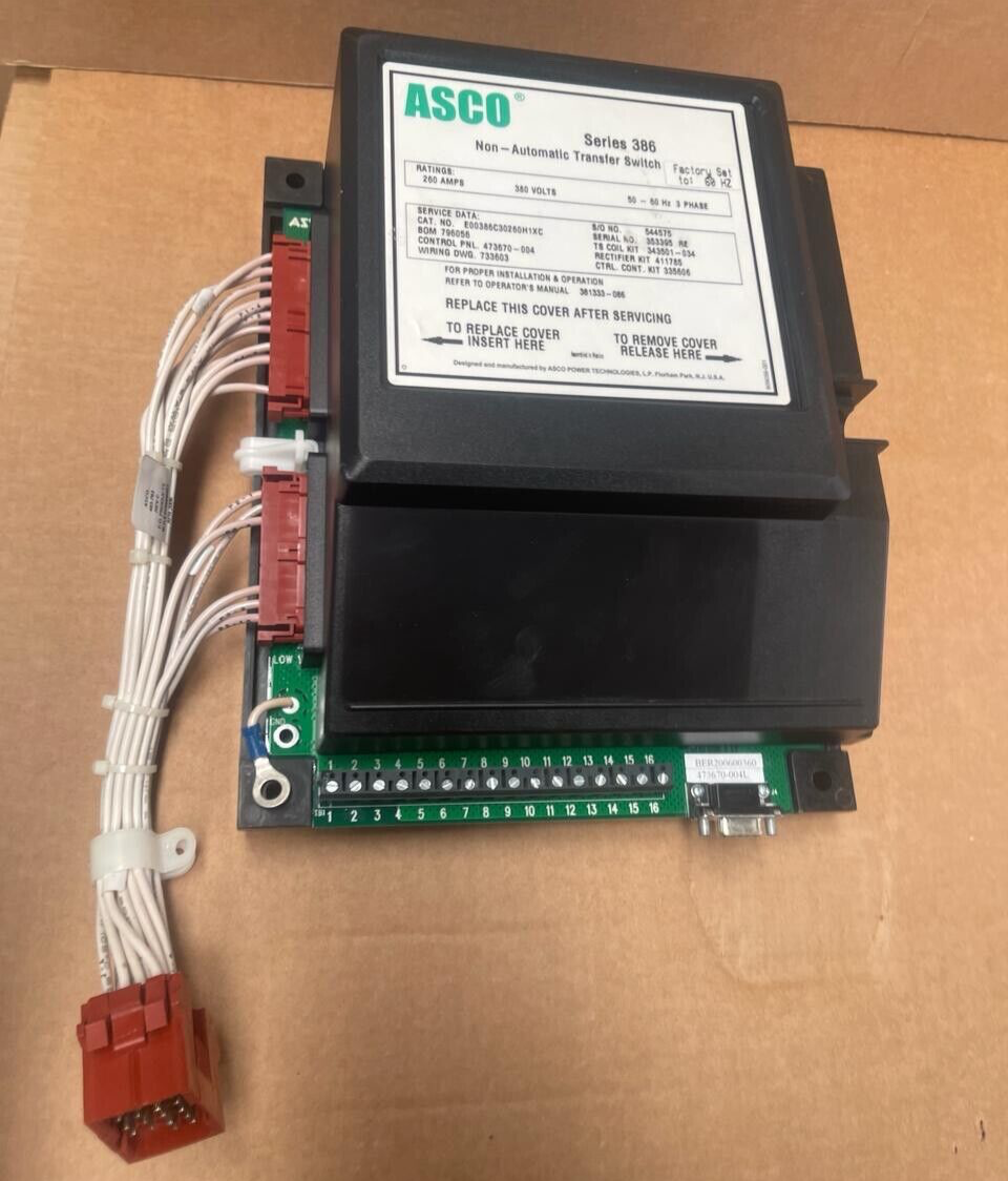 ASCO - Series 386 Control Panel 473670-004 - non-automatic transfer sw ...