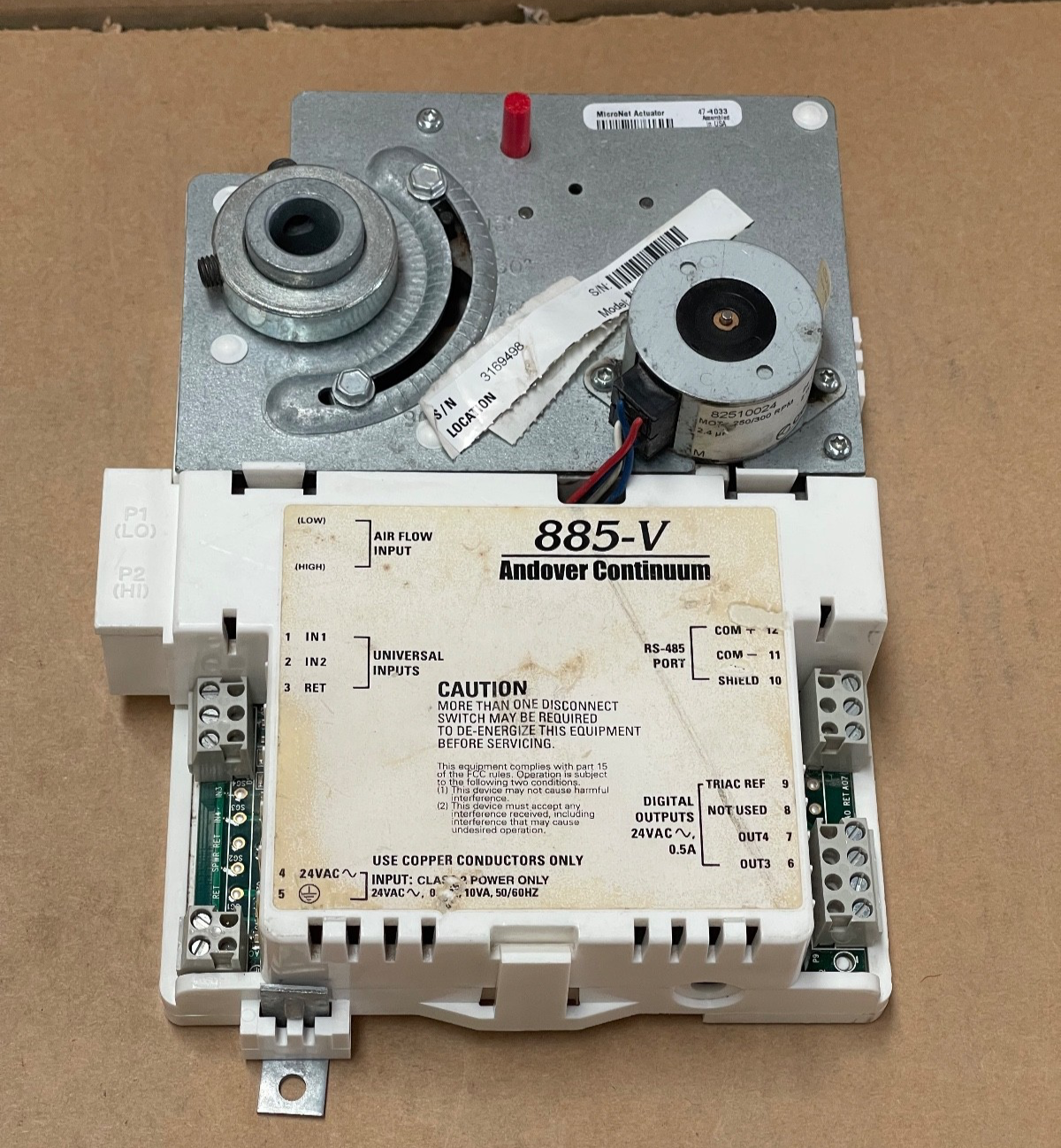 TAC – B3885‑V – Andover Continuum 885‑V BACnet VAV Controller with Act ...