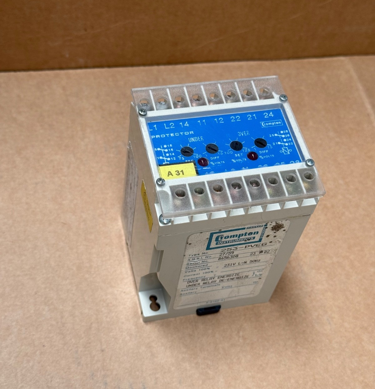 Crompton – 253‑PVEG – Under/Over‑Voltage Protector Relay, 230/400 V, D ...